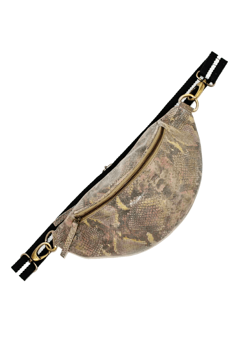 Charlie M" leather belt bag with snake print | ANOKHI